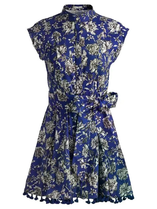 Alice + Olivia Lucy Floral-print Mini Shirt Dress - Blue