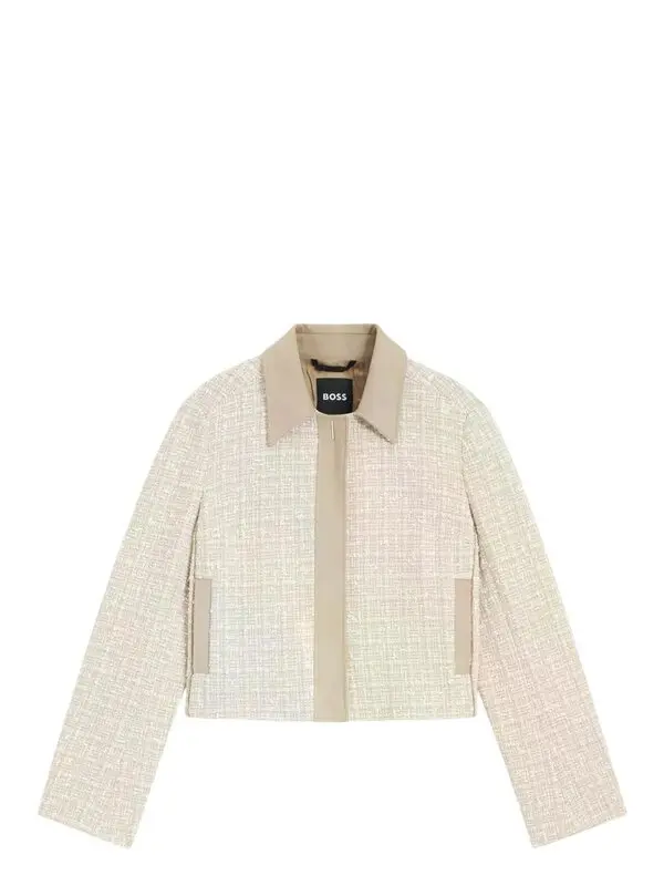 BOSS Tweed Cropped Jacket - Neutrals