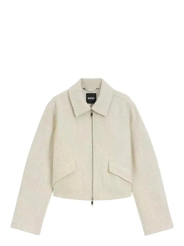 BOSS Textured Cropped Jacket - Neutrals