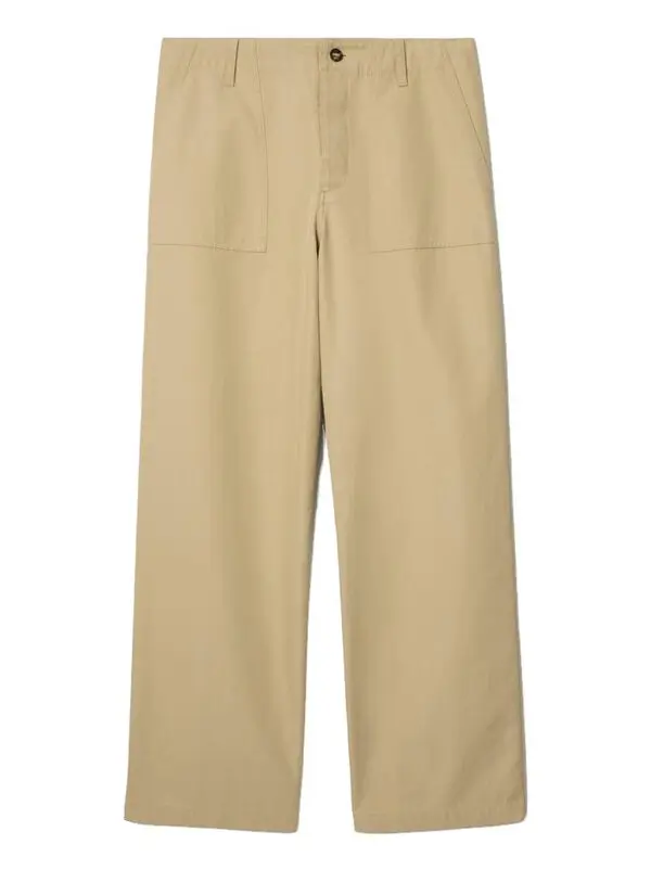 Burberry Relaxed Fit Gabardine Trousers - Dune Beige