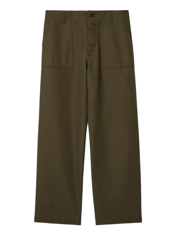 Burberry Relaxed Fit Gabardine Trousers - Thorn Green