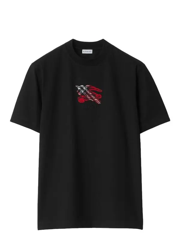 Burberry Ekd Check Cotton T-shirt - Black