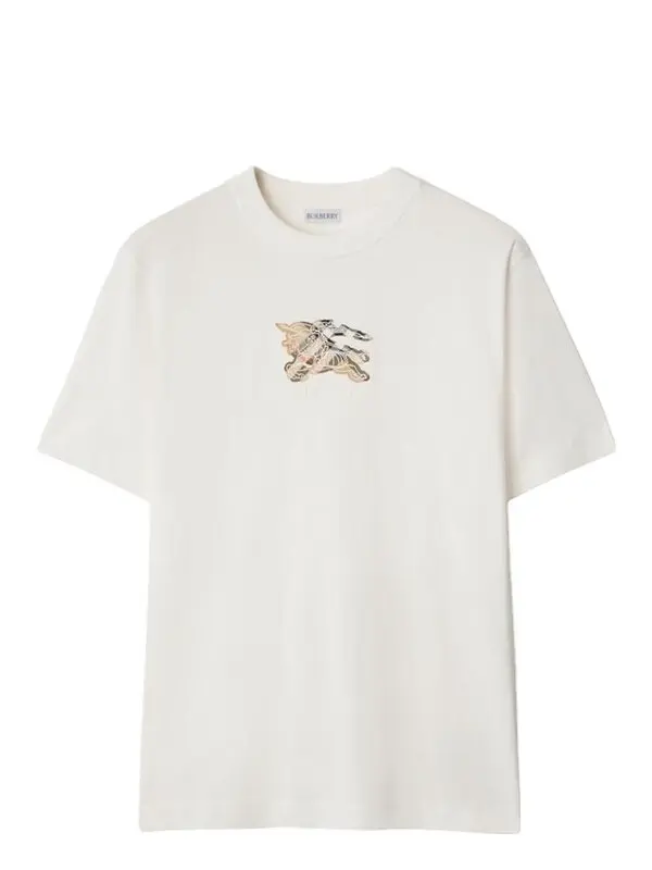 Burberry Ekd Check Cotton T-shirt - Chalk White
