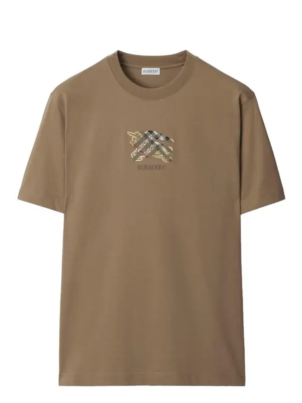 Burberry Ekd Check Cotton T-shirt - Clay Brown