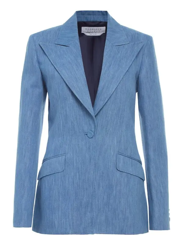 Gabriela Hearst Leiva Blazer Recycled Cotton Linen Denim - Medium Blue