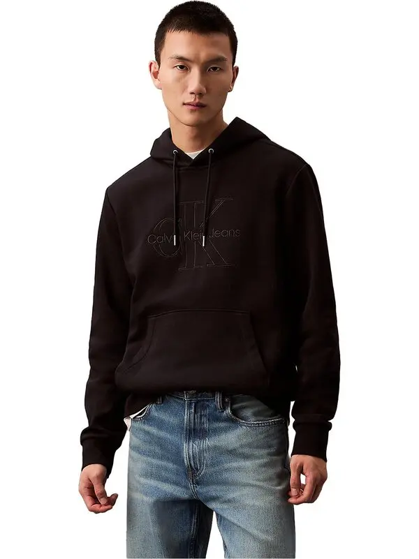 Calvin Klein Monogram Logo Fleece Hoodie - Black Beauty