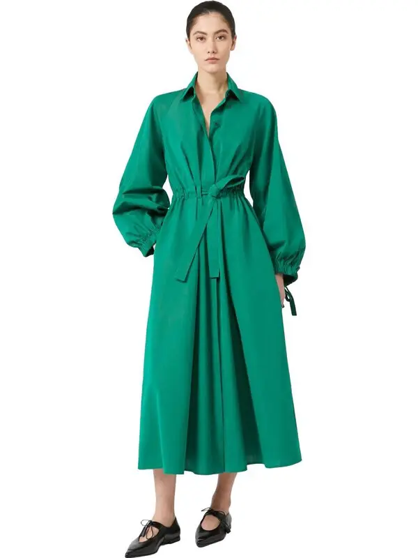 Max Mara Long Taffeta Shirt Dress - Emerald