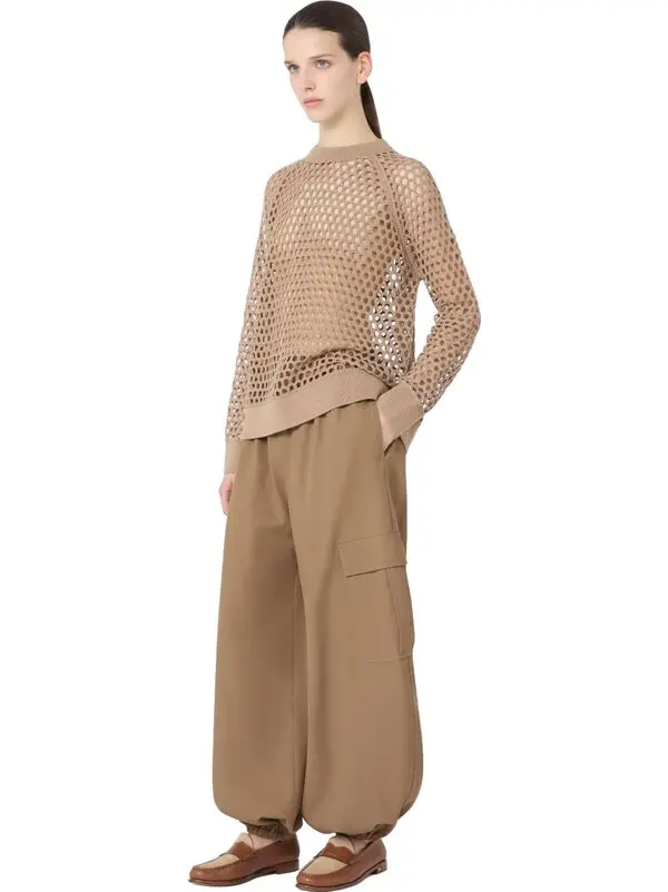 Max Mara Mesh-knit Cotton Sweater - Hazelnut Brown