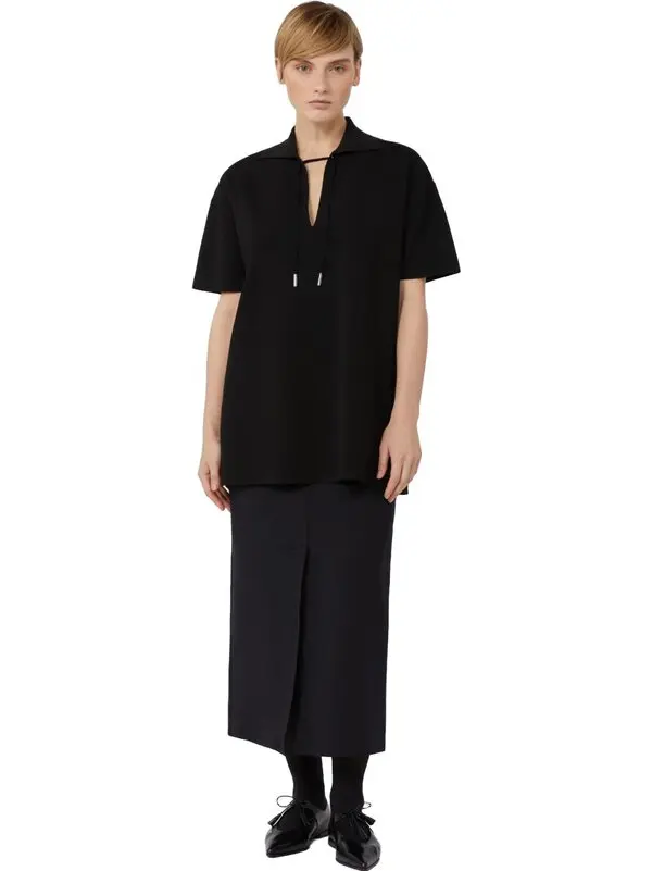 Max Mara Technical Jersey Midi Pencil Skirt - Black