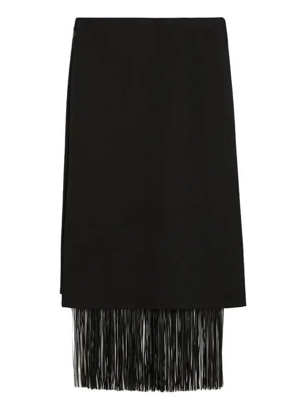 Max Mara Fringed Midi Skirt - Black