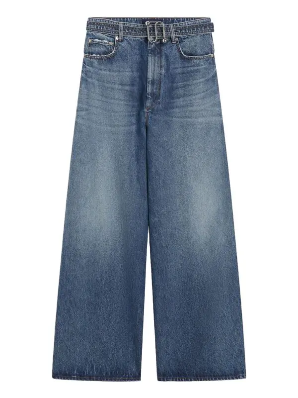 Max Mara Oversized Wide Leg Jeans With Belt - Midnightblue
