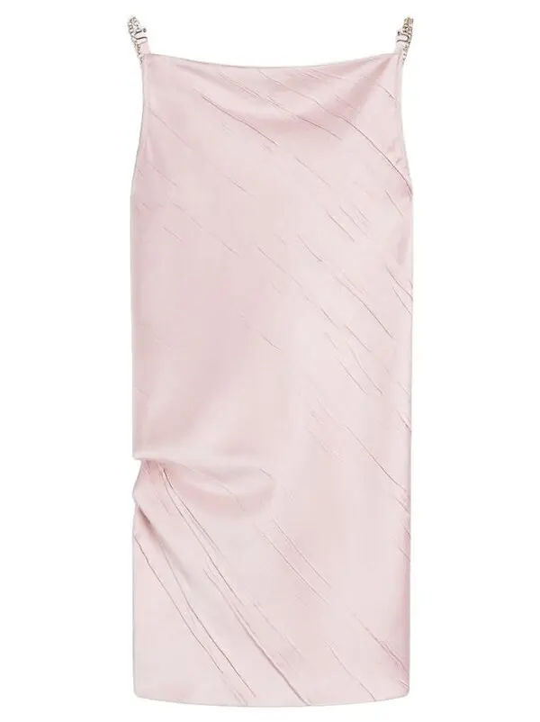 Max Mara Mini Dress With Diagonal Pleats - Antique Rose
