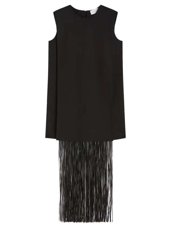 Max Mara Fringed Crewneck Mini Dress - Black