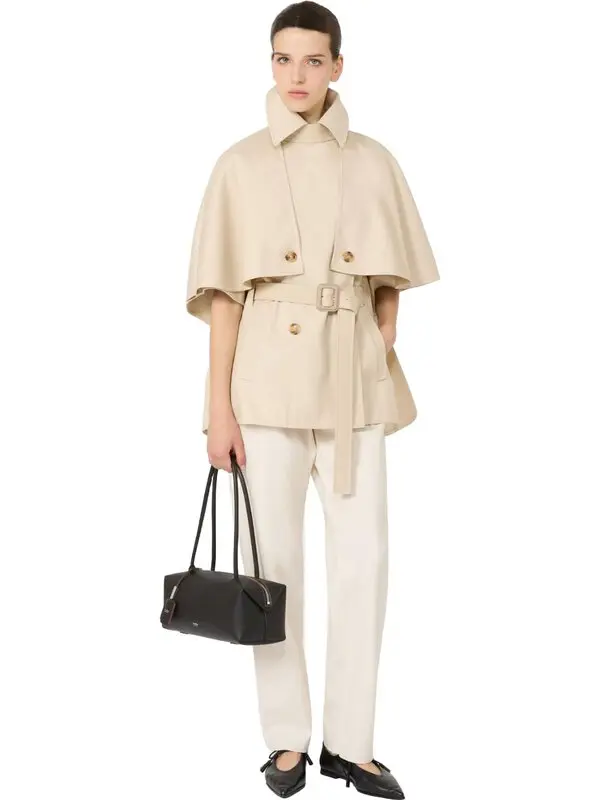 Max Mara Water-repellent Gabardine Cape - Natural