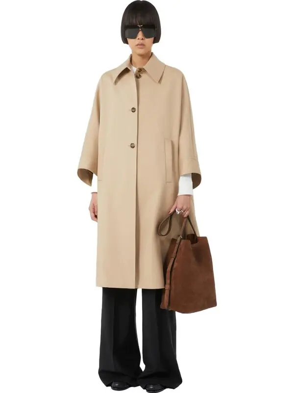 Max Mara Long Water-repellent Cotton Cape - Sand
