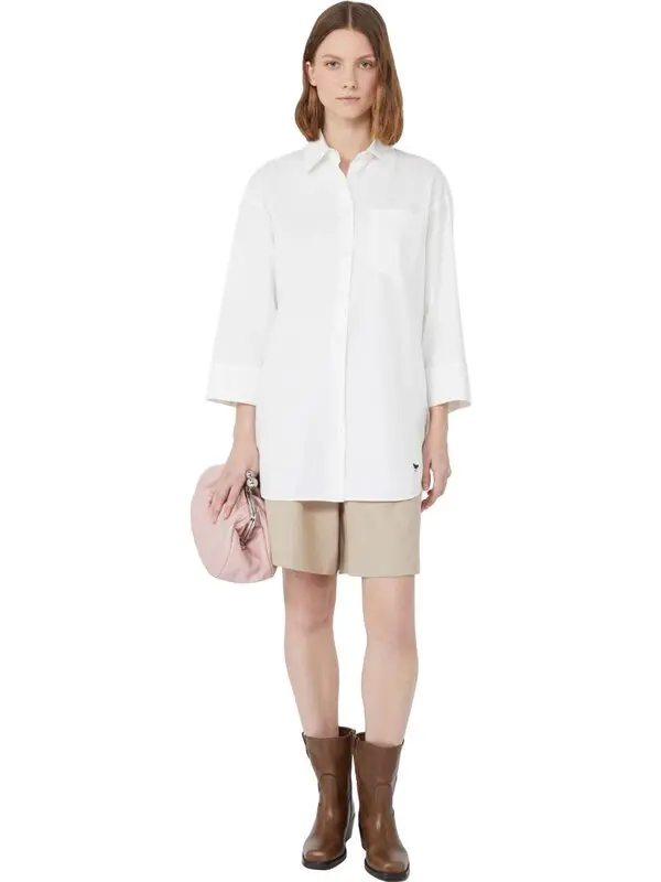 Max Mara Oversized Cotton Oxford Shirt - White