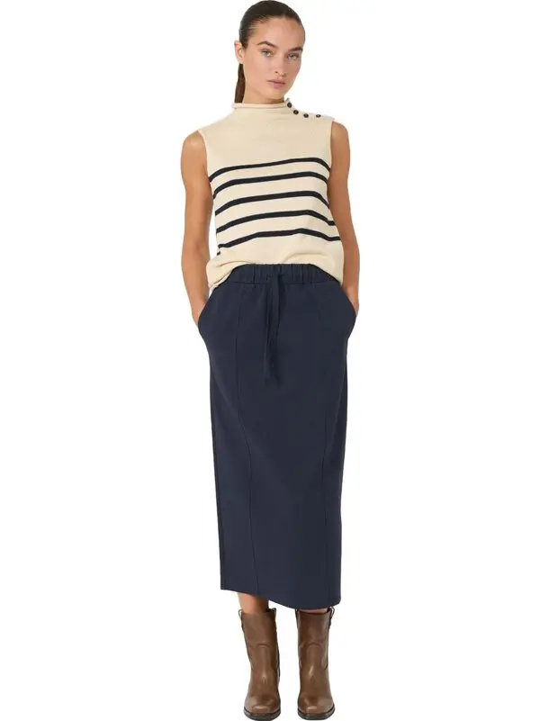 Max Mara Milano-knit Jersey Skirt - Navy