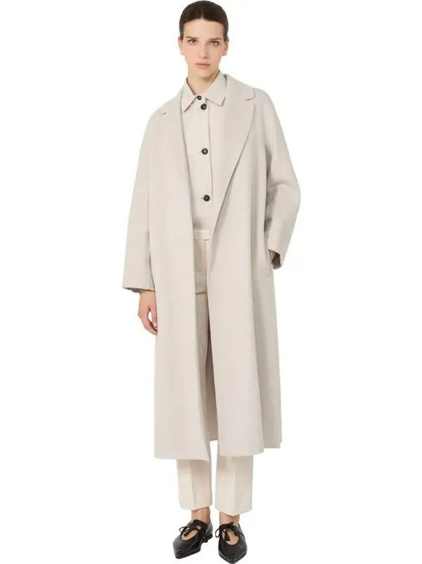 Max Mara Wool Broadcloth Midi Coat - Ecru