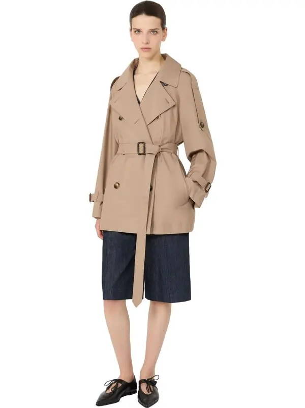 Max Mara Short Double-breasted Trench Coat - Camel