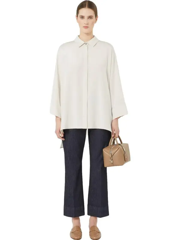 Max Mara Oversized Crepe De Chine Shirt - Optical White