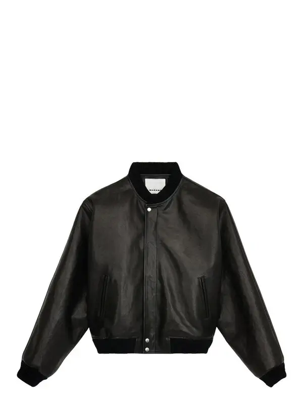 Isabel Marant Blaike Lambskin Leather Bomber Jacket - Black
