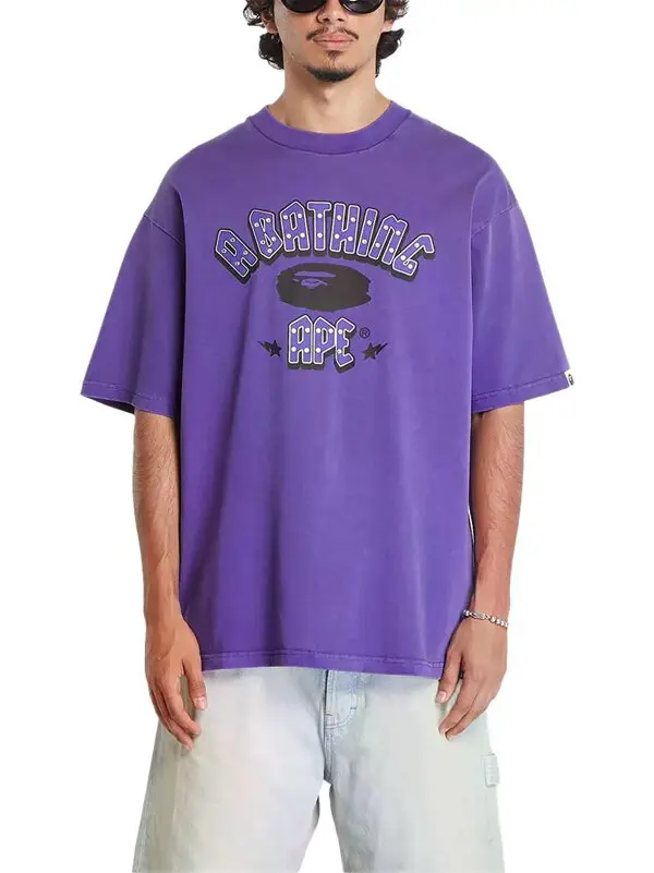 A BATHING APE Rhinestone-logo T-shirt - Purple