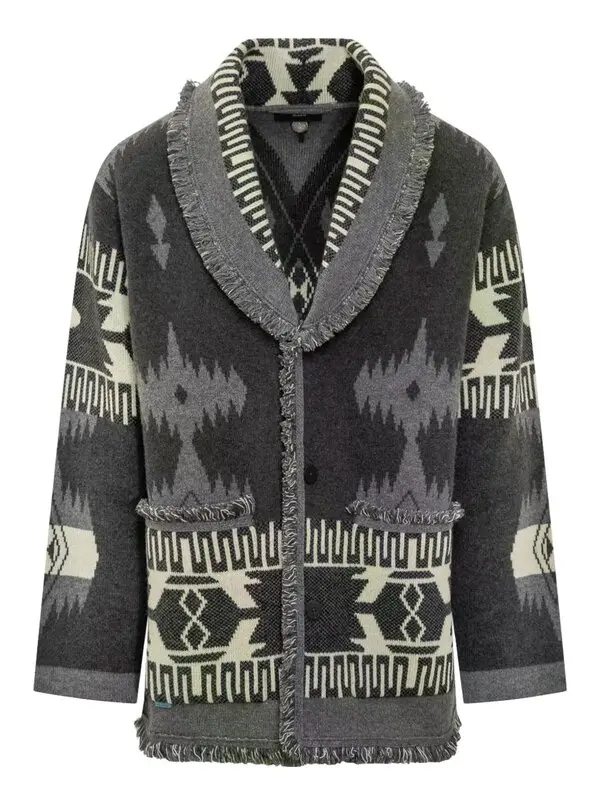 Alanui Icon Jacquard Fringed Cardigan - Grey