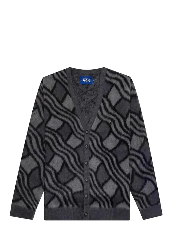 AWAKE NY Patterned Jacquard Cardigan - Black