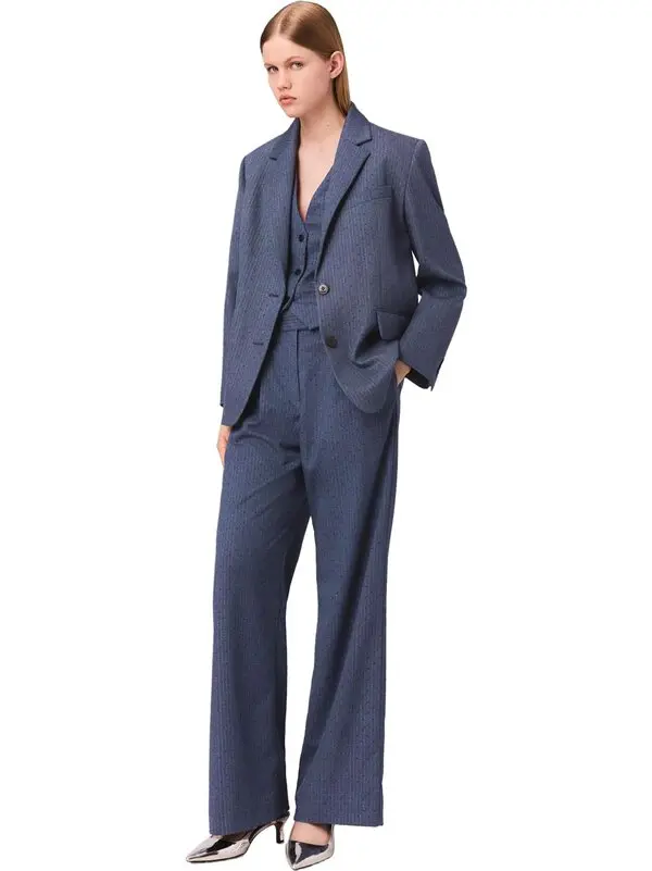Maje Structured Rhinestone Suit Blazer - Blue