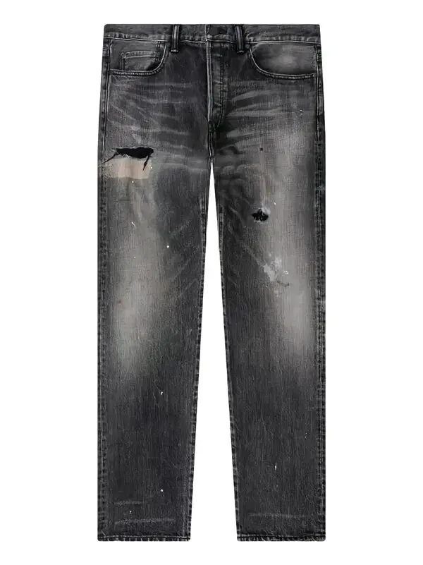 John Elliott Distressed Straight Leg Jeans - Black