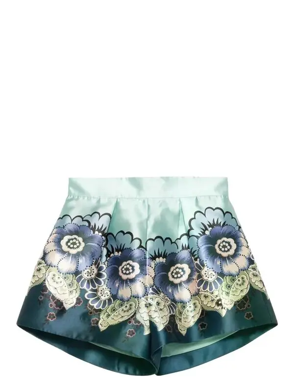 ALEMAIS Madalena Floral Pleated Shorts - Blue