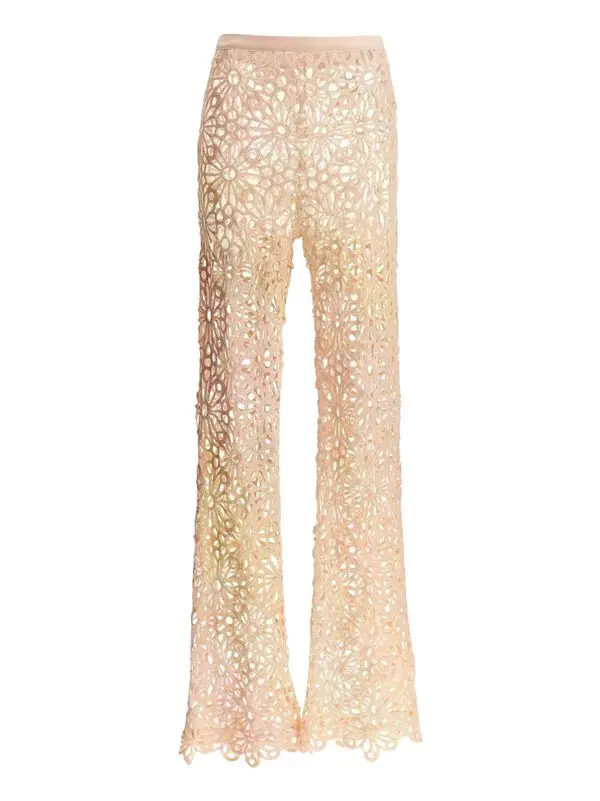 Norma Kamali Crochet Floral Trousers - Neutrals