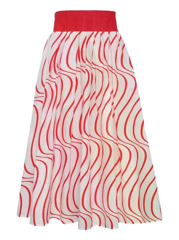 MSGM Wave-print Pleated Skirt - Red