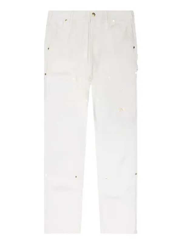 ADVISORY BOARD CRYSTALS Embellished Canvas Trousers - White