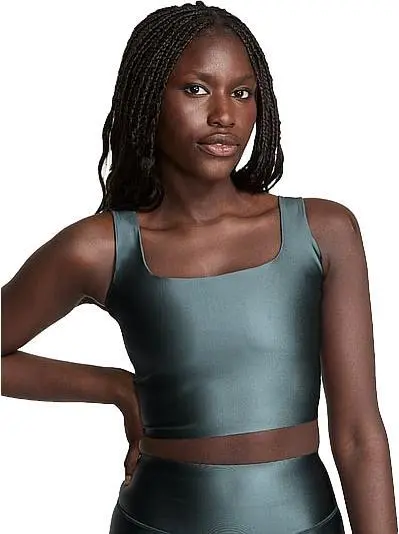 Victoria's Secret Vsx Glossytechâ¢ Square-neck Bra Top - Grey