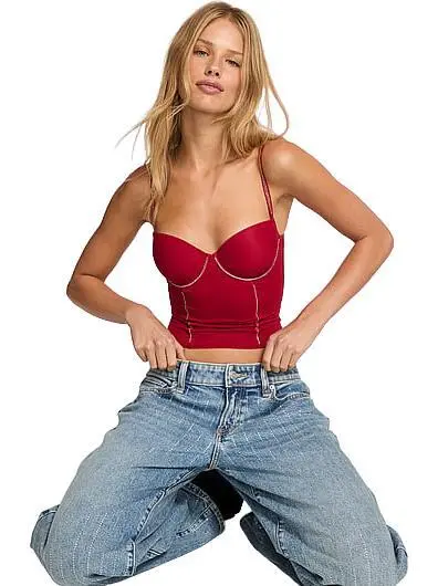 Pink Wink Wink™ Lightly Lined Balconette Corset Top - Red