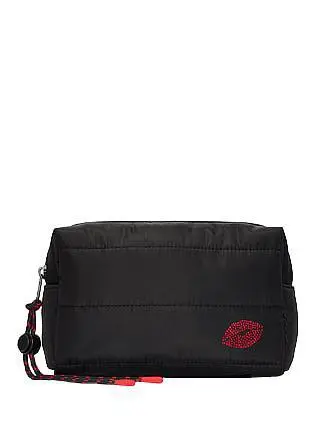 Pink Quilted Puffer Makeup Bag - Black