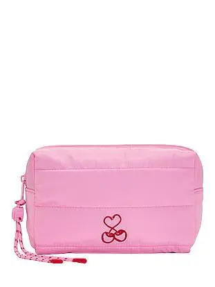 Pink Quilted Puffer Makeup Bag - Pink
