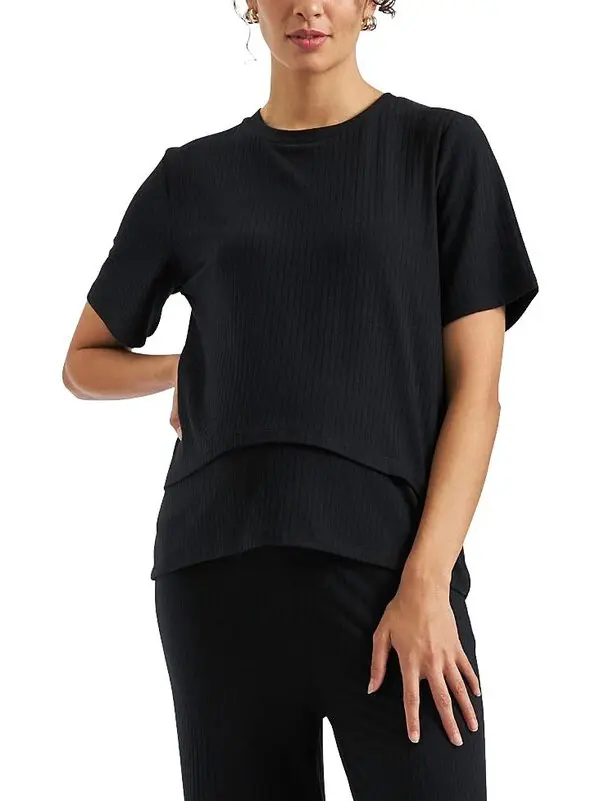 RIPE MATERNITY Mike Rib Nursing Top - Black