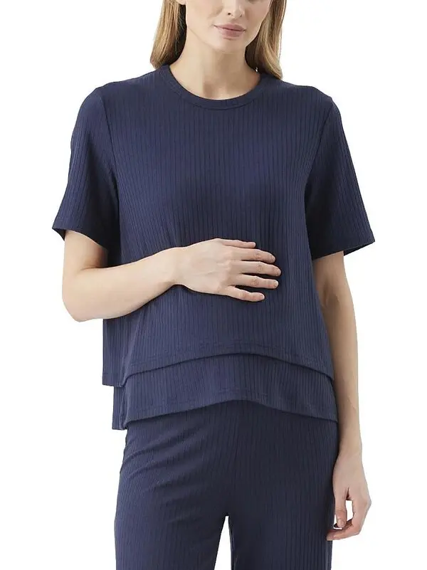 RIPE MATERNITY Rib Nursing Top - Navy