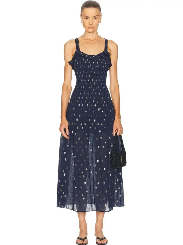 LoveShackFancy Hillaria Dress - Celestial Navy