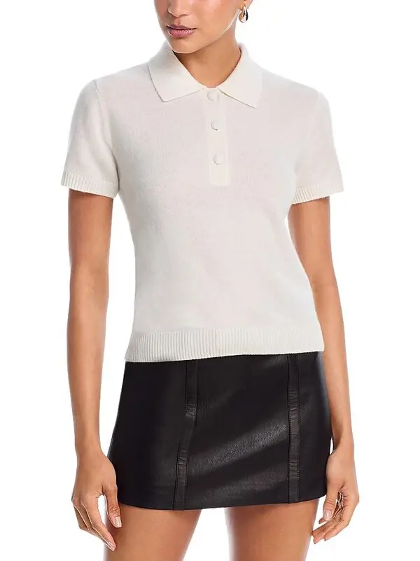Aqua 100% Cashmere Polo Sweater - Ivory