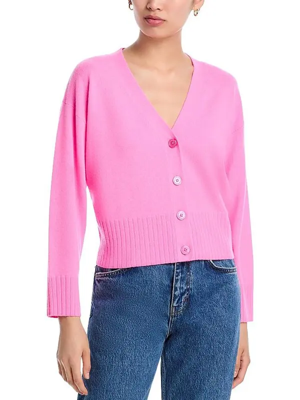 Aqua Cashmere V-neck Cardigan - Sweetheart Pink