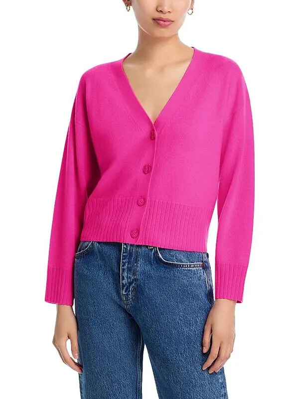 Aqua Cashmere V-neck Cardigan - Wild Strawberry