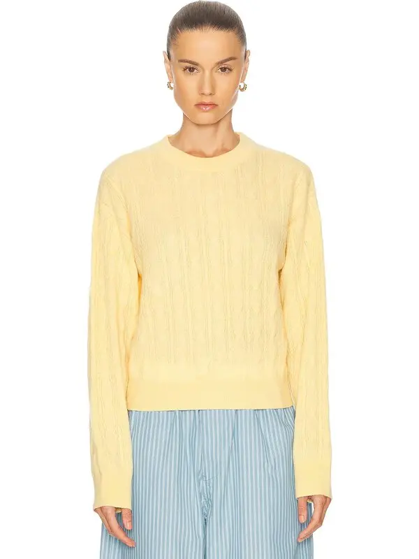 Guest In Residence Cable Collegiate Crewneck Sweater - Butter