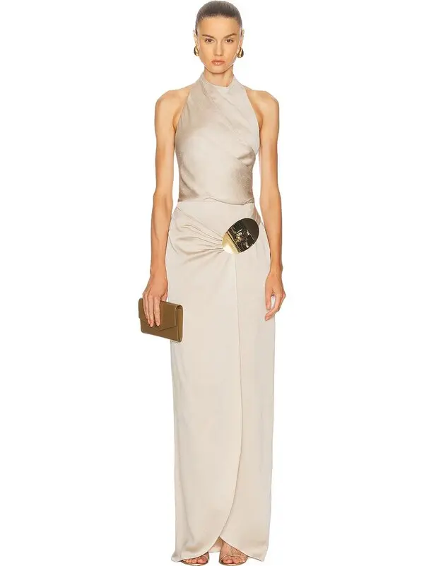 Silvia Tcherassi Davinia Halterneck Dress - Beige