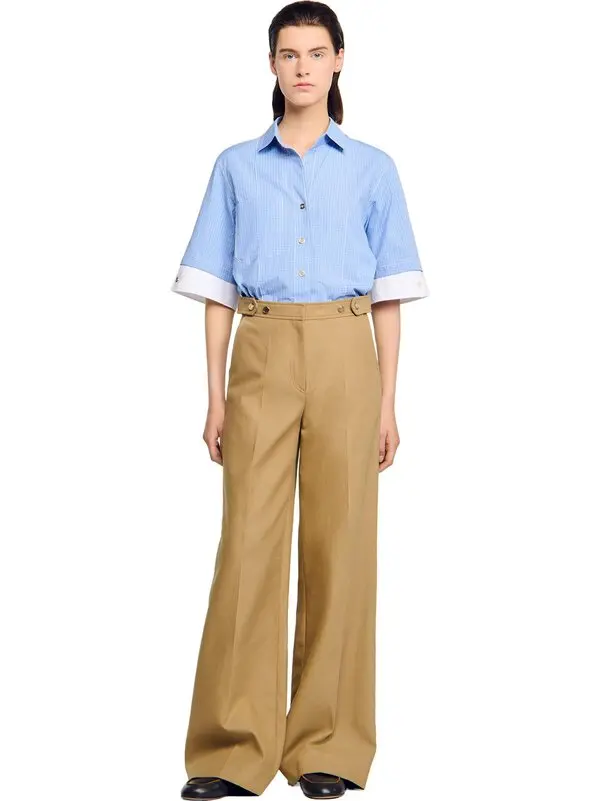 Sandro Wide-leg Trousers - Beige