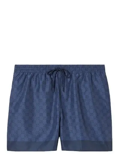 Gucci Printed Technical Poplin Swim Shorts - Blue