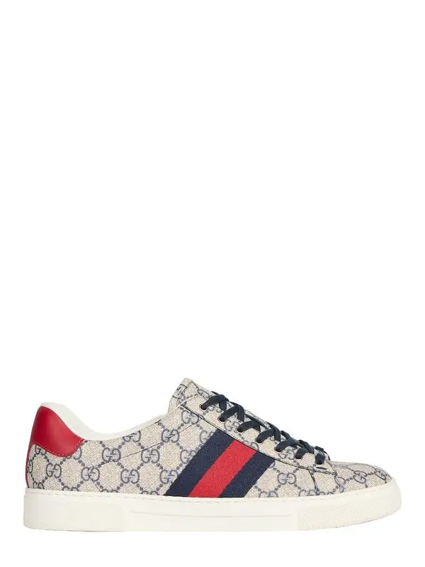Gucci Ace Sneaker With Web And Gg Canvas - Beige