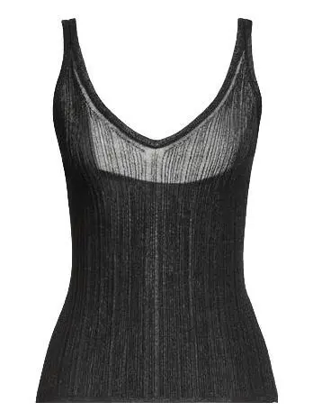 Majestic Filatures Ribbed Metallic Knit Tank Top - Black